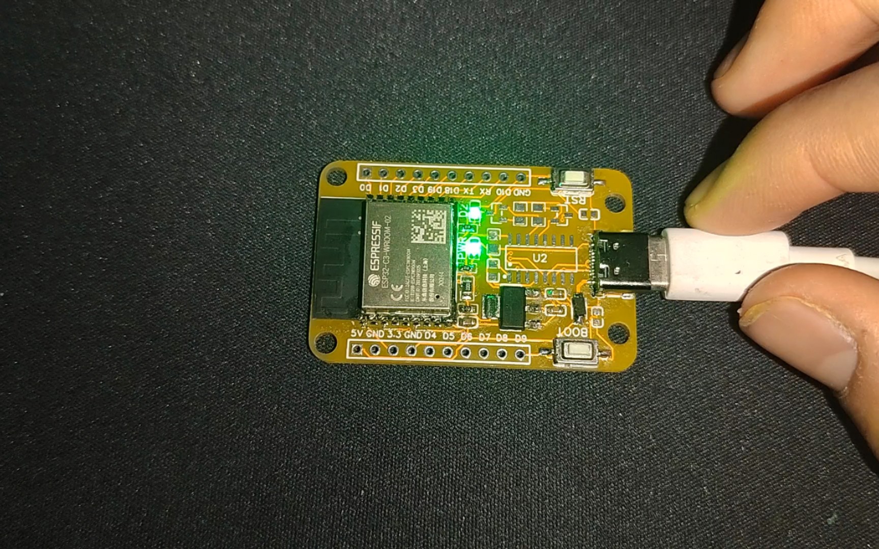 乐鑫ESP32-C3-WROOM-02模组,最小系统板,制作成功
