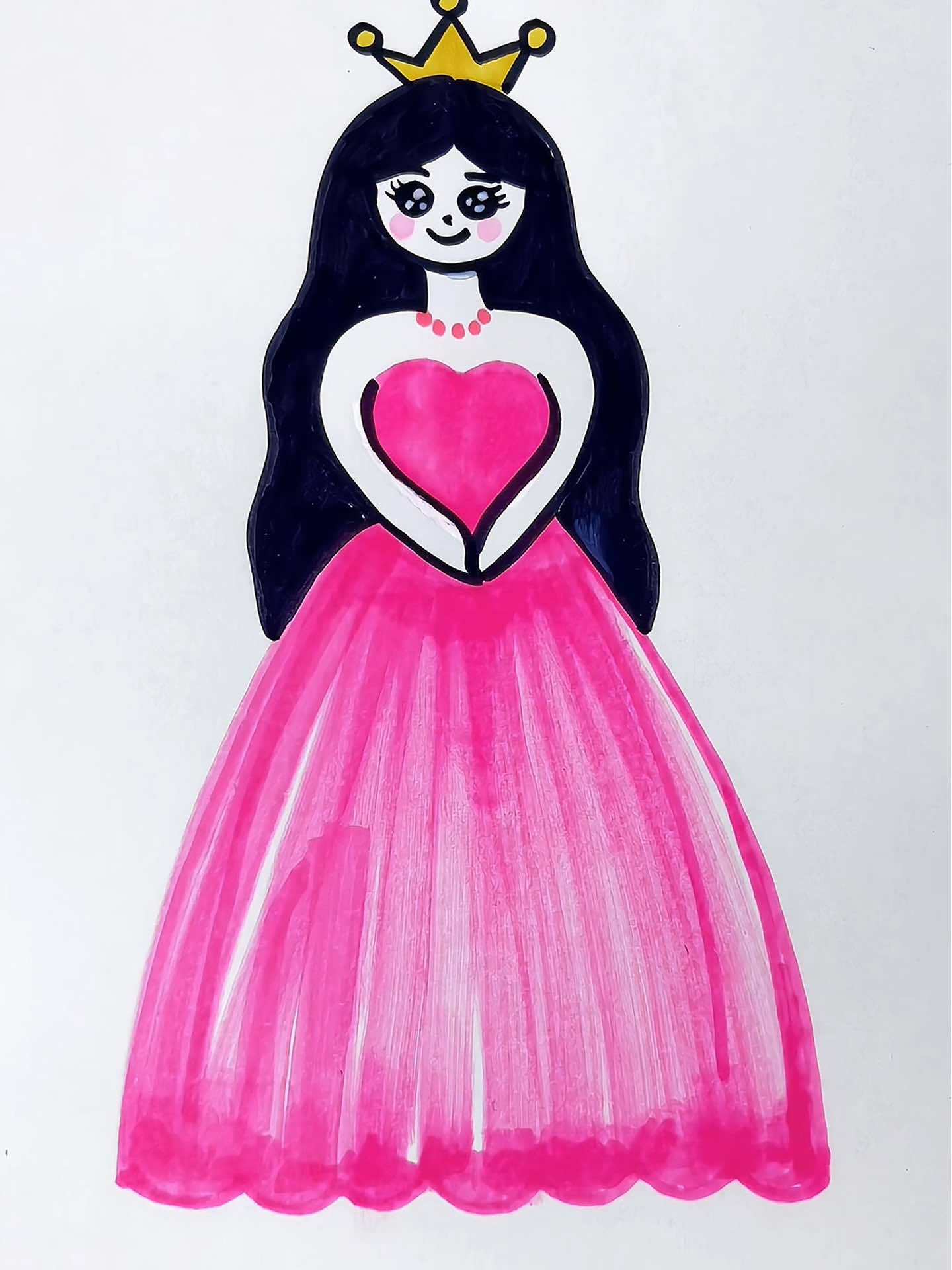 这样画公主,简单又好看,跟我学起来吧#亲子简笔画 #儿童画 #儿童简笔.