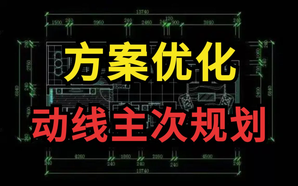 【室内设计】专为零基础录制的室内设计方案优化动线主次规划教程,...