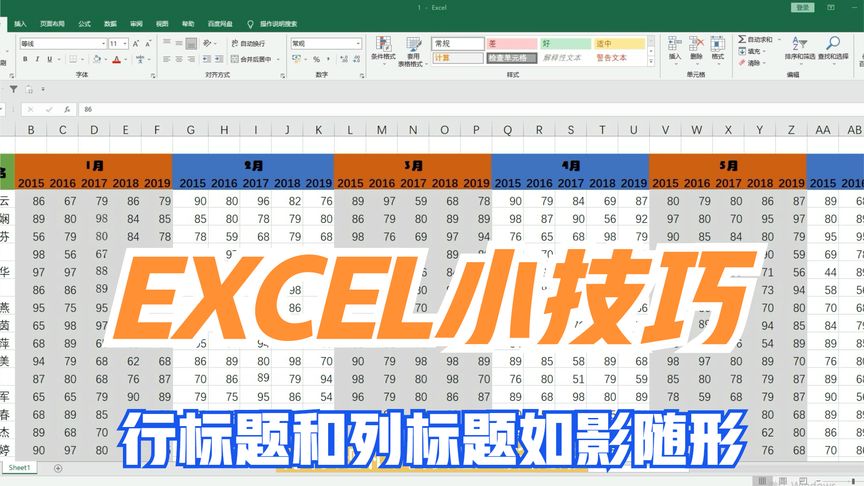 EXCEL小技巧 行标题和列标题如影随形