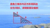 直角三角形内正方形将斜边分为5和6, 求阴影部分面积