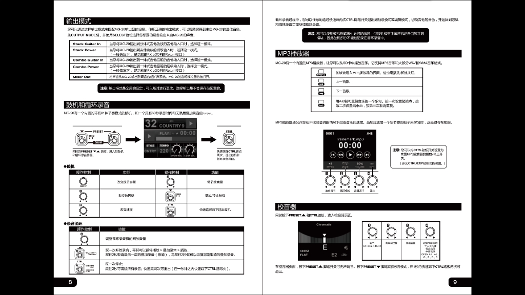 nux mg20效果器实用教程 mg20效果器说明书