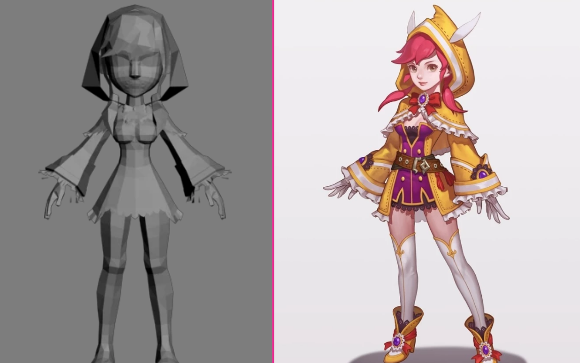 ...q版手绘女性角色白模建模技巧,人体模型制作流程,一起零基础学3d建模