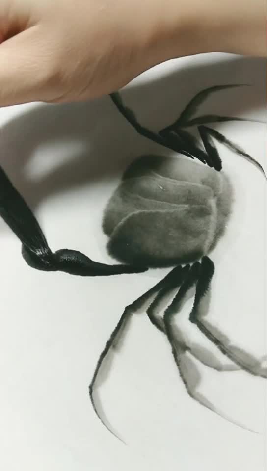 ...#国画 #中国画 #水墨 #水墨画 #螃蟹 #大闸蟹螃蟹 一直在研究螃蟹的...