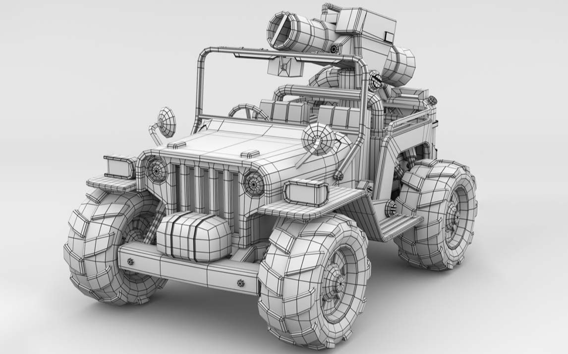 3DMAX建模教程:吉普小炮车模型制作技巧讲解