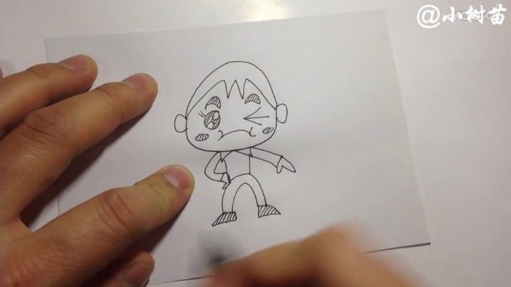 宝宝学画卡通简笔画之人物篇的爱生气的小男孩