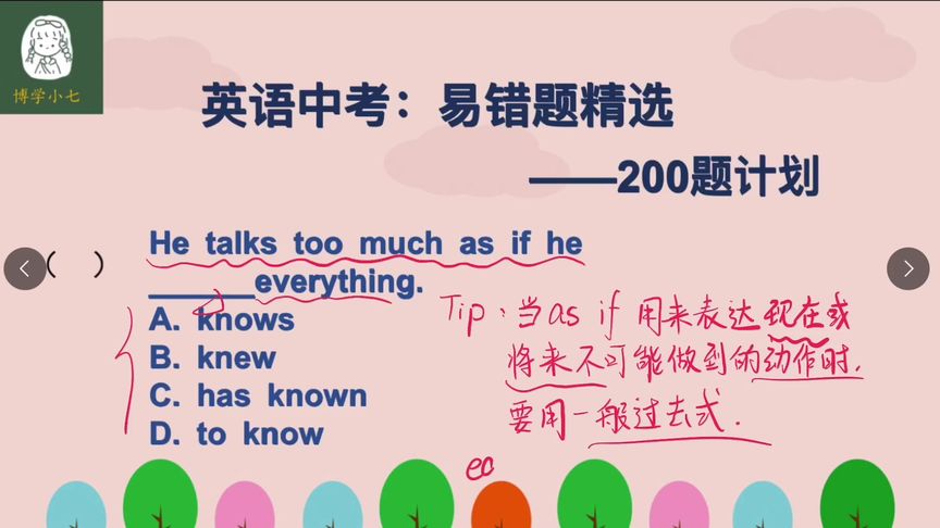 英语中考易错题:说这么多就像知道所有事,as if引导从句的时态