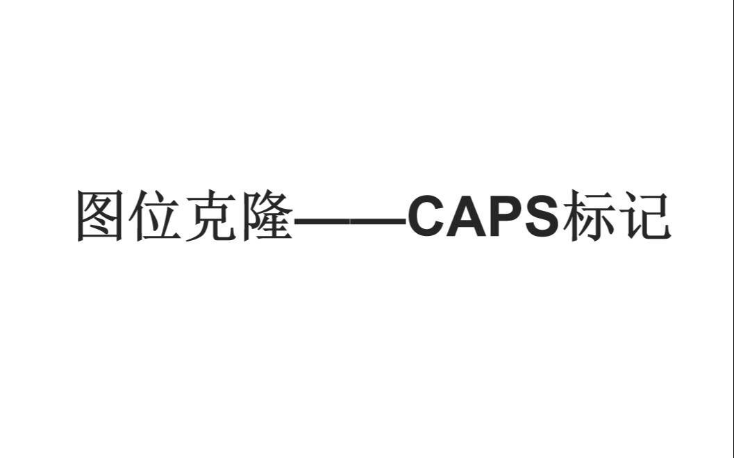 [实验技术]图位克隆——CAPS标记