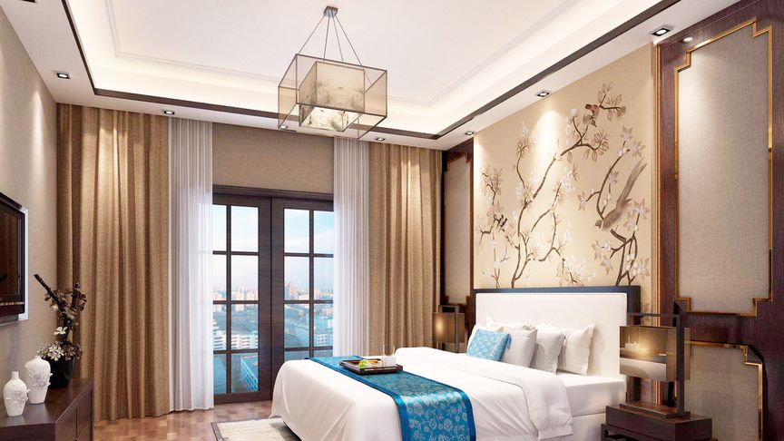 广东唐总新中式别墅室内装修效果图,高端大气上档次的别墅装修