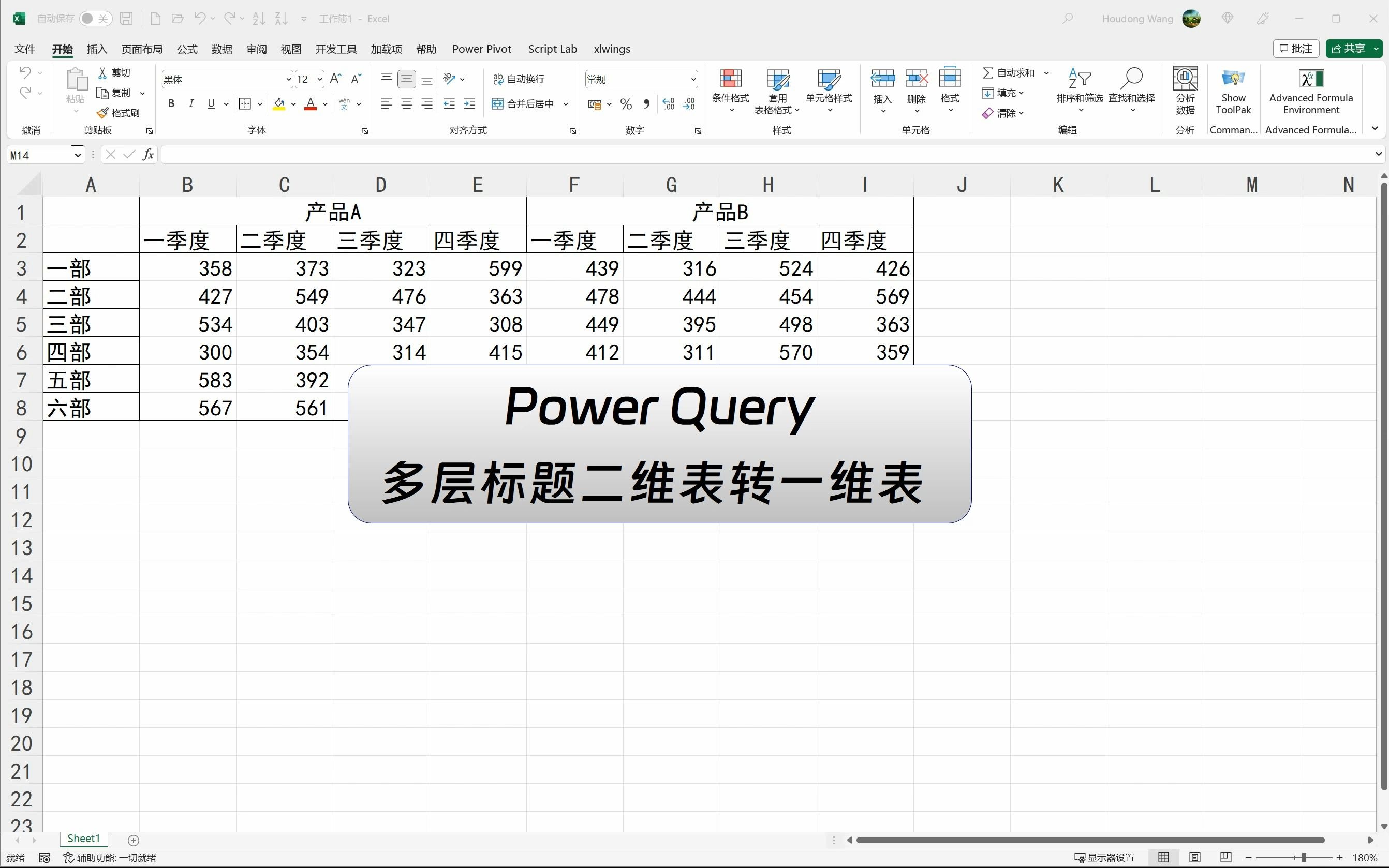 Power Query二维多标题转一维数据表