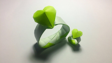 手工达人教你折纸爱心戒指,简单又好玩,戴在手上很漂亮!