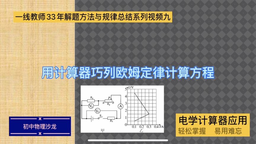欧姆定律计算中如何根据图像中的已知列出关系式
