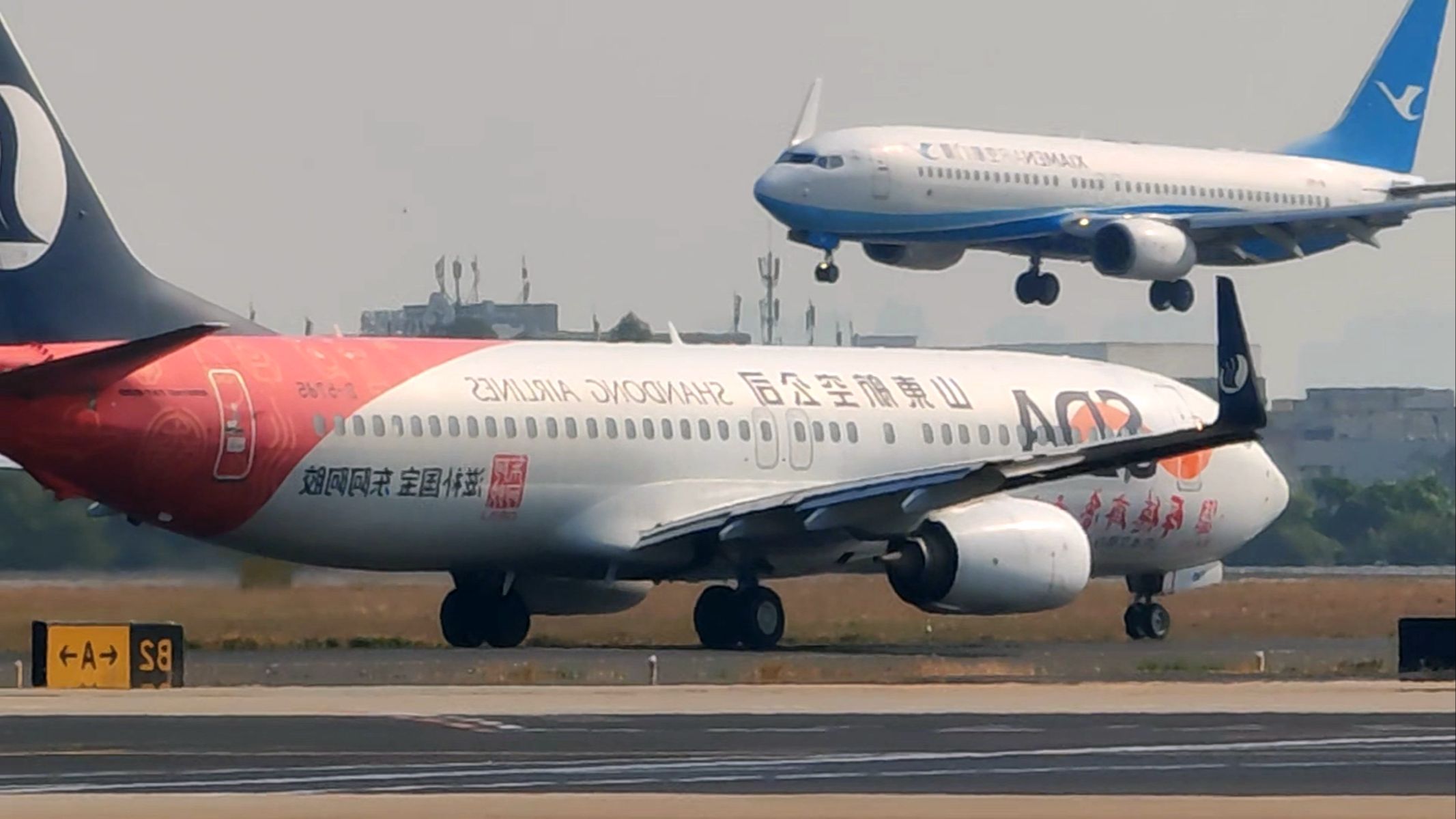 美德山东·东阿阿胶号彩绘机‖波音B737客机起飞厦门高崎国际机场