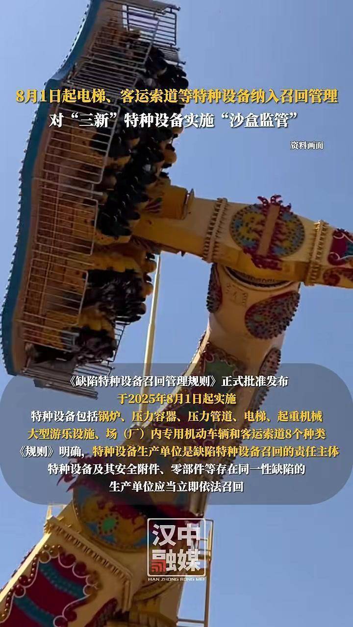 8月1日起电梯、客运索道等#特种设备纳入召回管理,对"三新"特种设备...