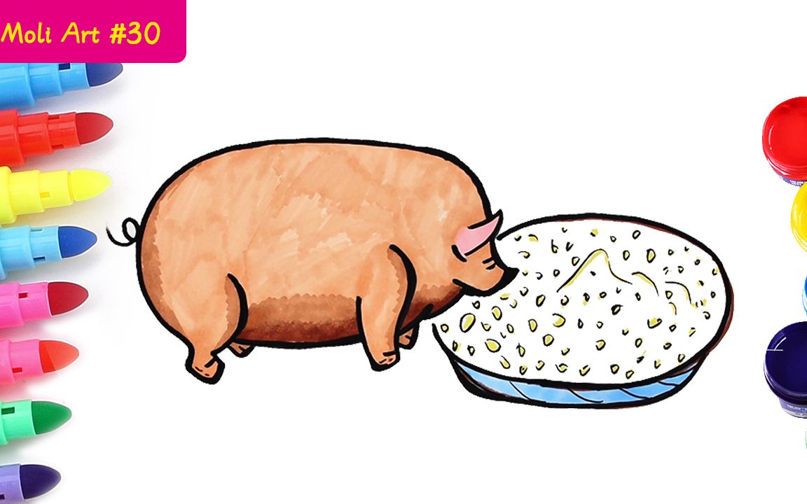 简笔画小猪吃饭简笔画图片大全儿童画幼乐园画画作业简笔画学英语