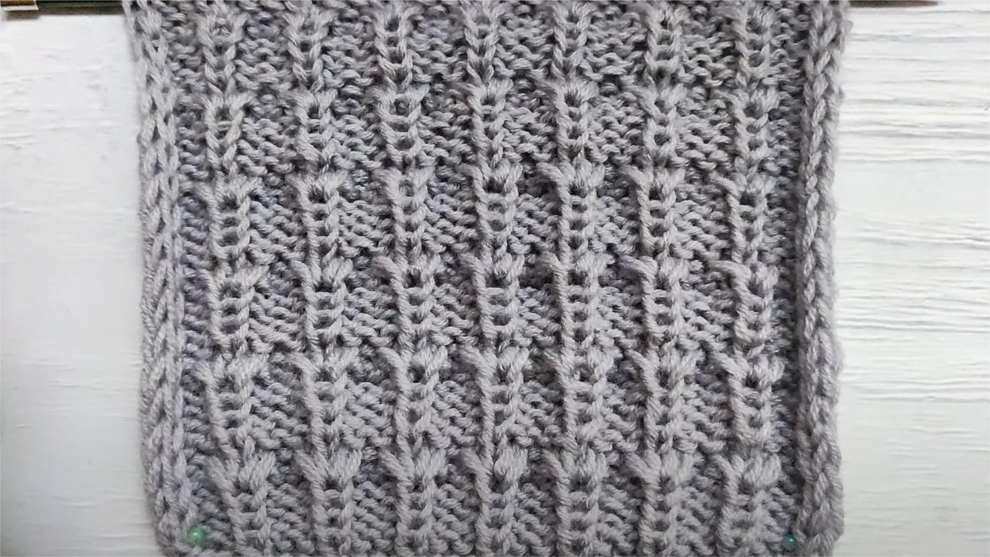 清爽简约的一款花样,浮雕Y枝条编织教程,纹路简单大方且耐看