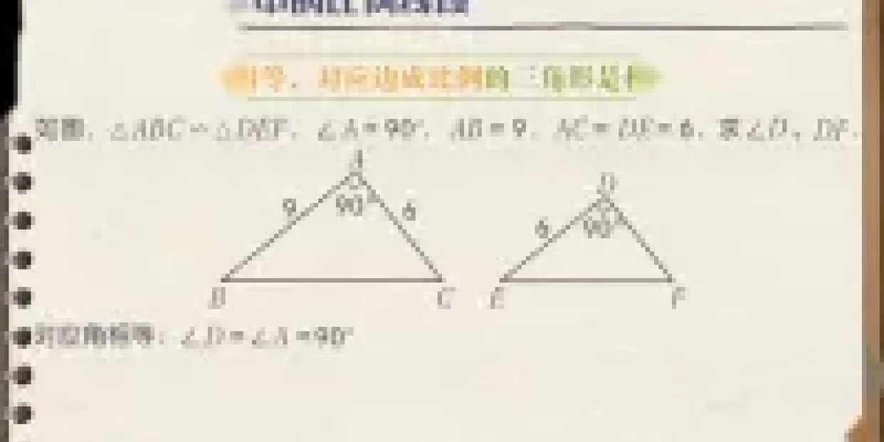 相似的对应边和对应角