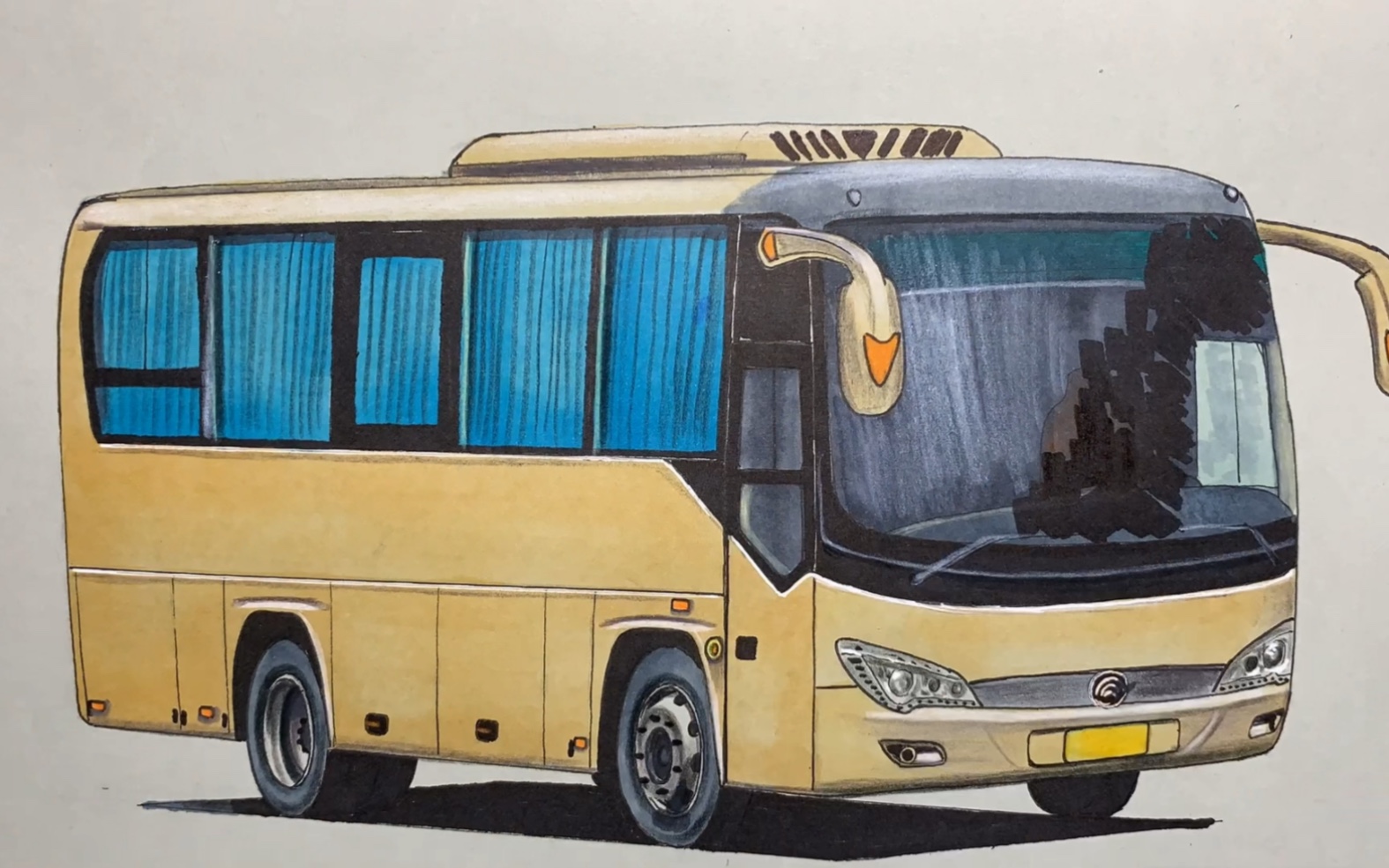 手绘宇通中型客车,谢谢