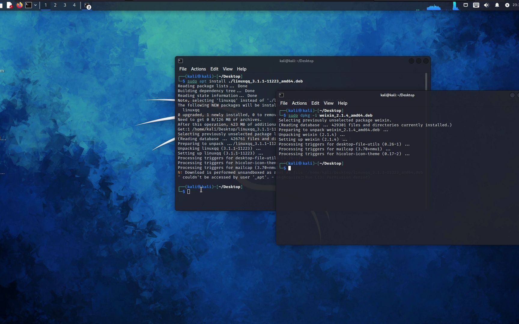 Kali Linux安装使用微信QQ