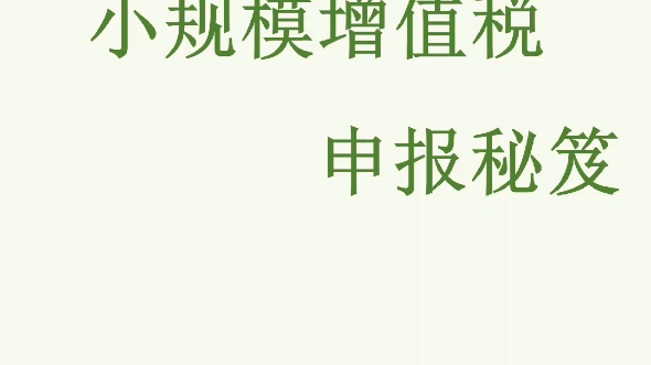 小规模纳税人增值税申报秘笈在此!