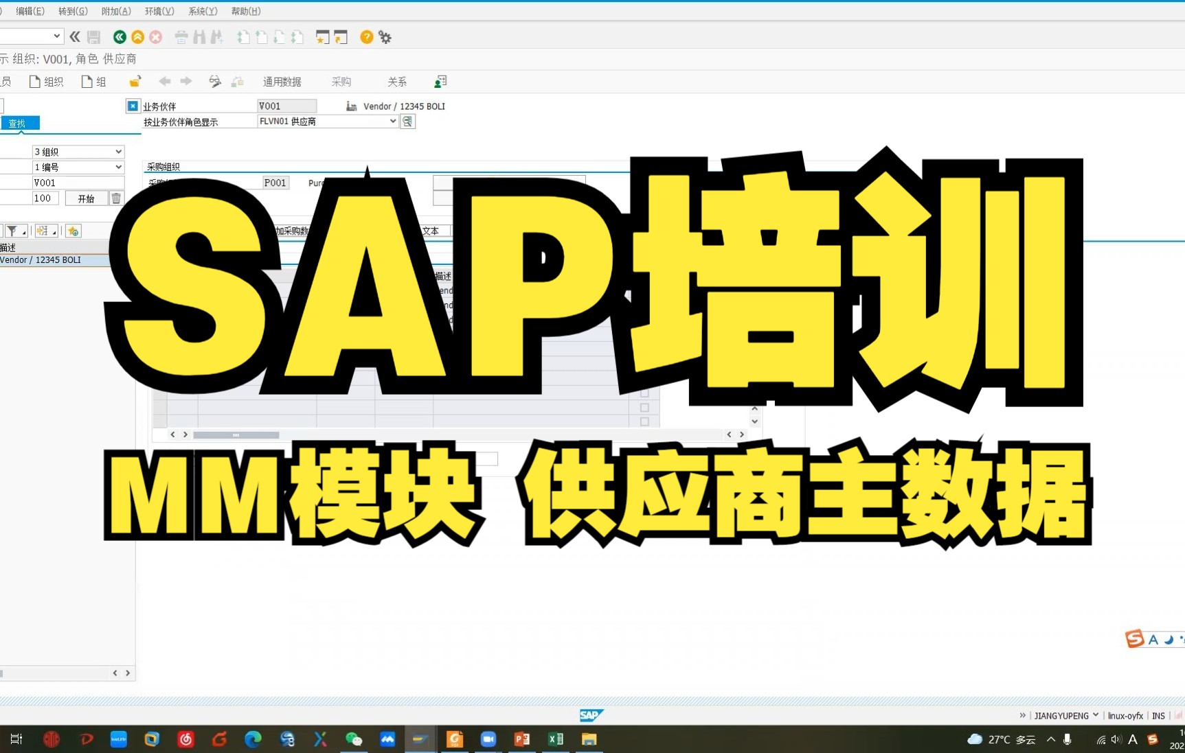 易拓SAP培训 MM物料管理模块学习教程 供应商主数据 零基础学习...