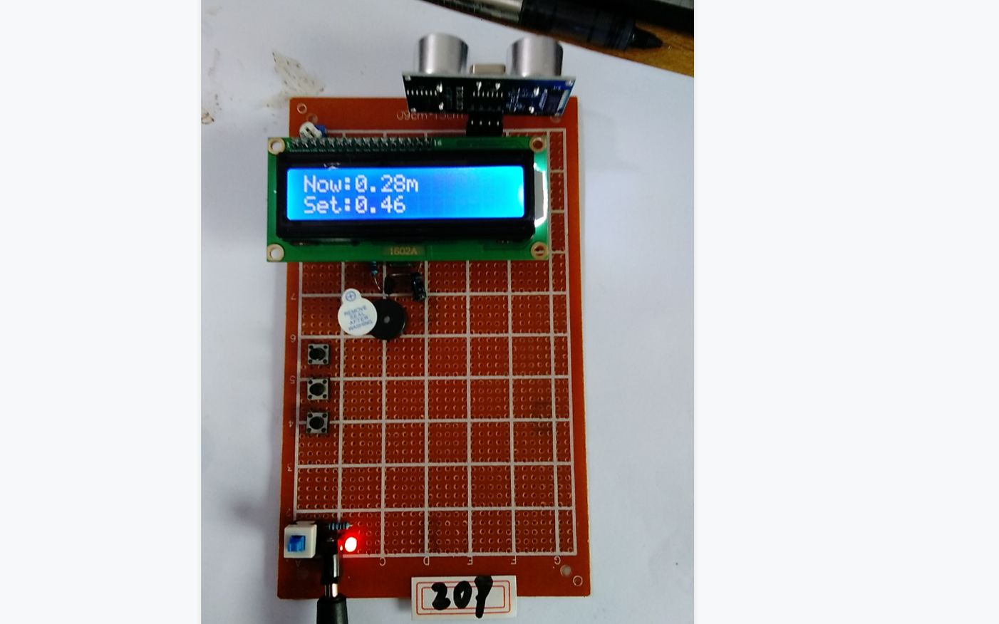 ...雷达报警系统设计-LCD1602-超声波-key-bell-DIY开发板套件21-209