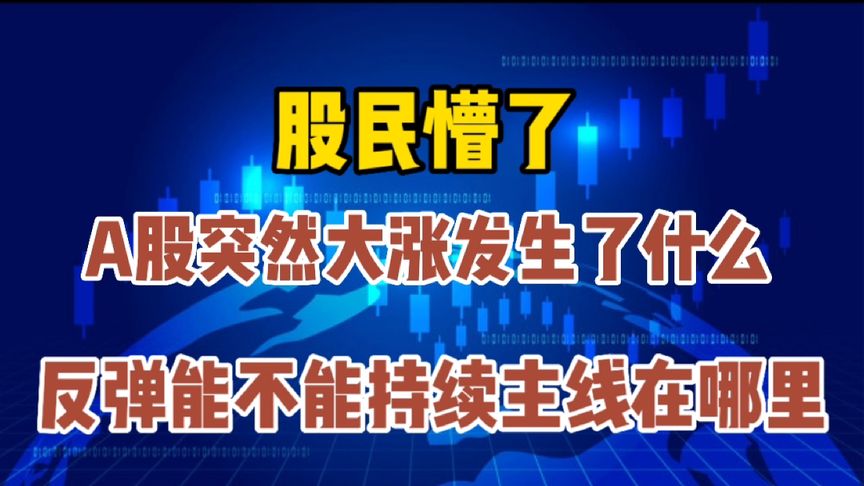 股民懵了,股市突然大涨发生了什么?反弹能不能持续主线在哪里