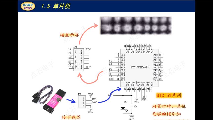 LED点阵显示屏设计(完整版)第5集、电路原理(3-单片机)