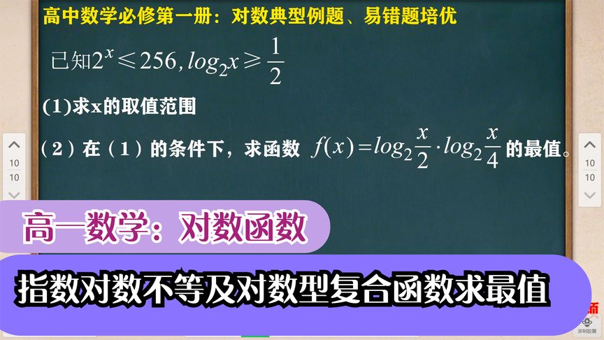 高一数学:对数不等式及对数型复合函数在给定范围求最值(综合)