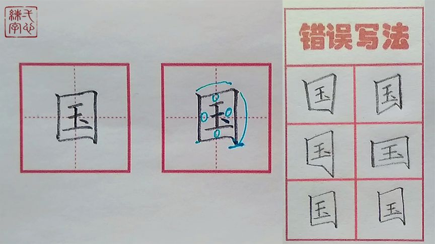 【国】字的书写示范及错误分析（一年级下册写字表同步）