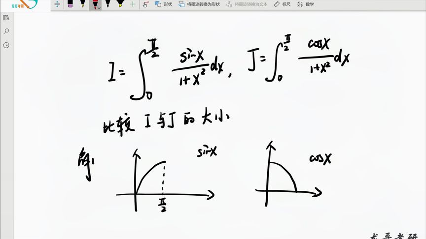 2021考研数学,如何五秒钟内比较出两个定积分的大小-龙哥考研
