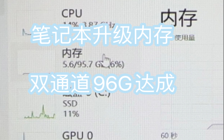 笔记本电脑升级DDR5双通道96G 5600频率打达成!intel H55 HX系列...