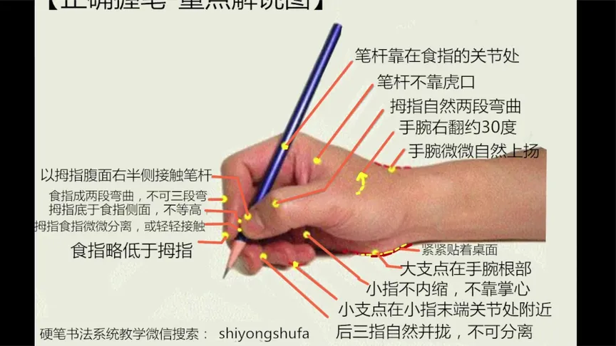 硬笔书法的正确握笔方法及示范