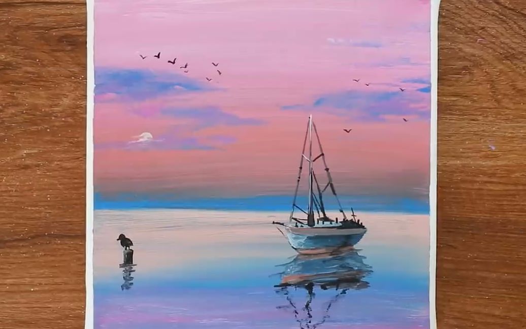 创意绘画教程,带你学习如何画海边的渔船!
