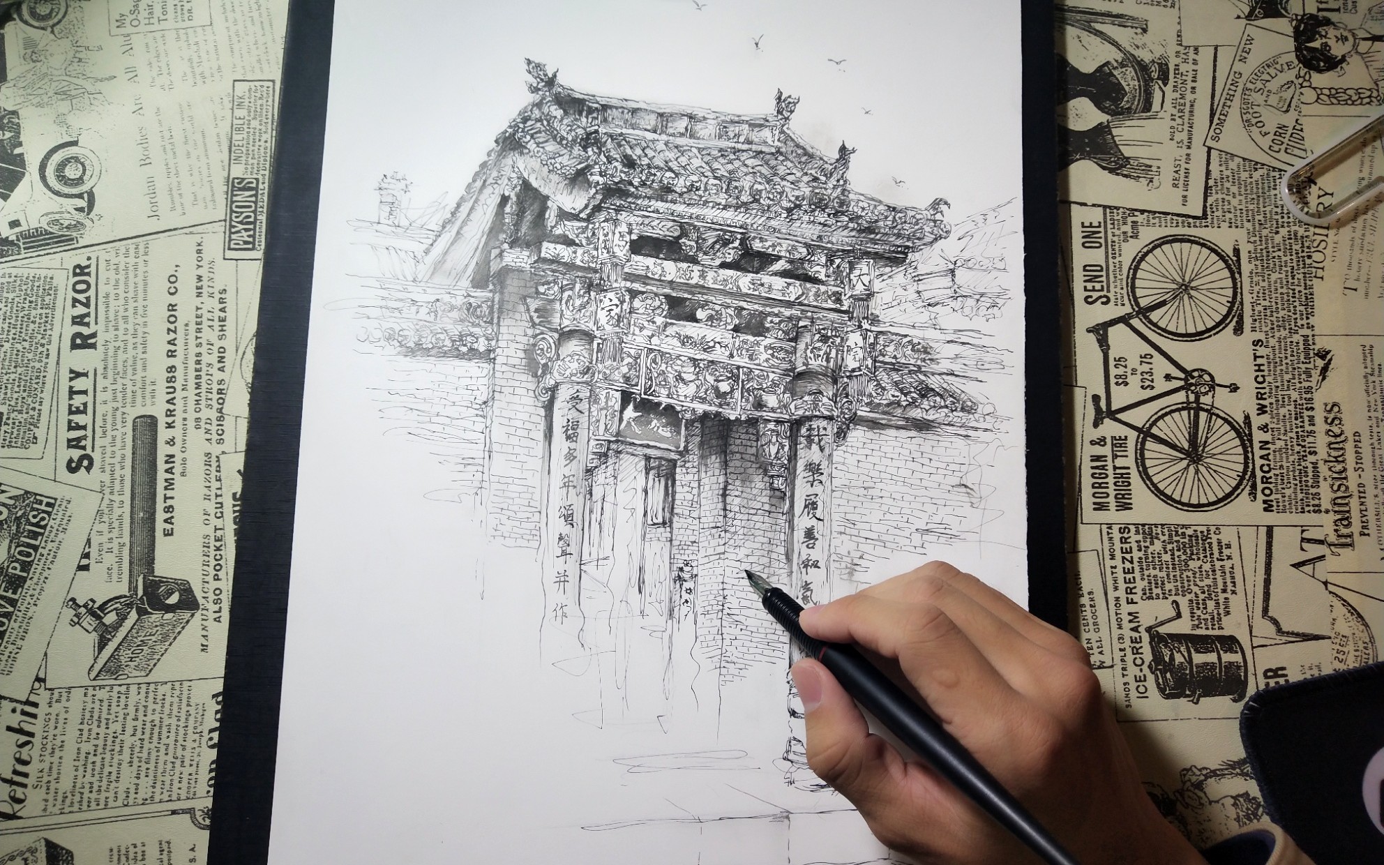 【钢笔速写】 -中国古建筑手绘