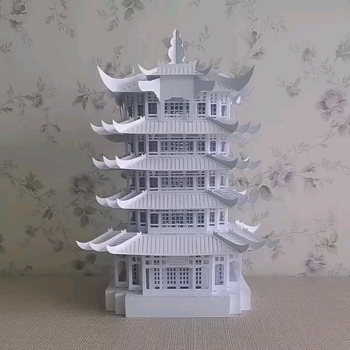 中国传统古建筑黄鹤楼立体纸艺手工模型材料