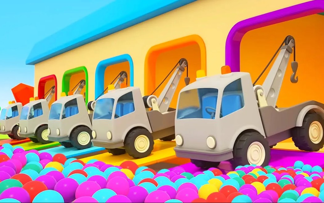 ...colored tow trucks for kids. Helper cars 宝宝英语启蒙动画 卡车 工程车