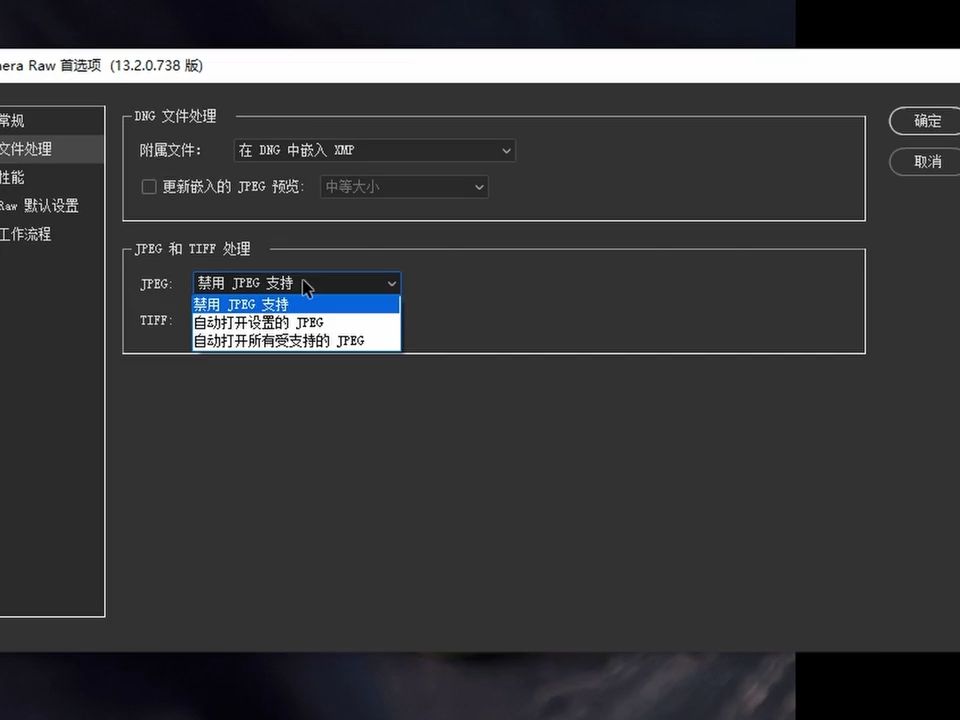 Camera Raw滤镜批量打开JPEG图片的设置方法