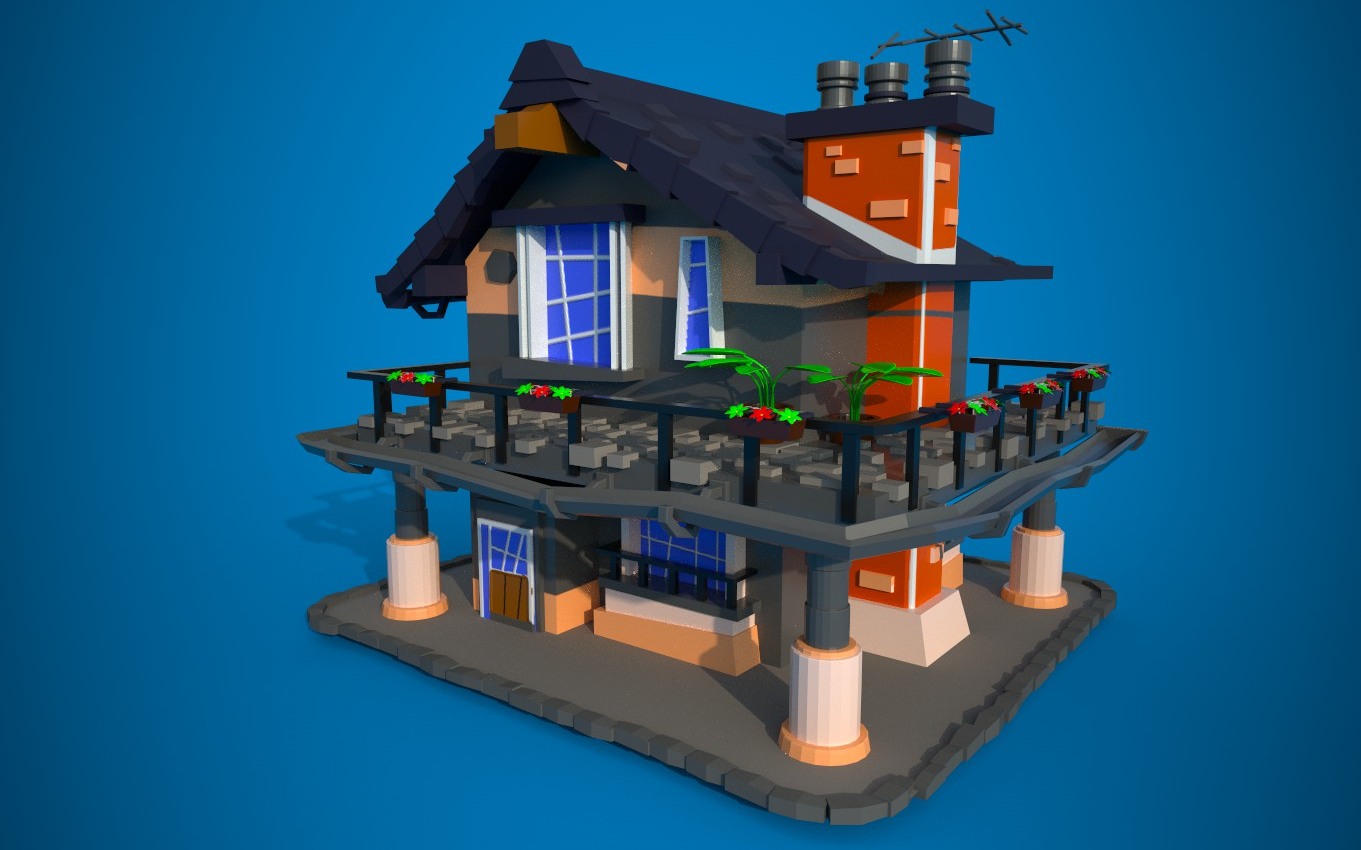 【MAYA场景建模】漫画里的小屋白膜制作全流程,次时代场景道具制作