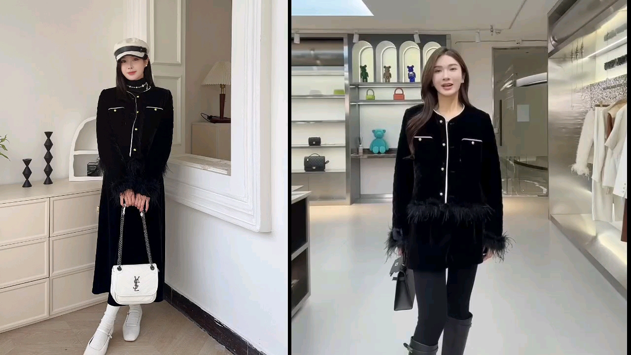 冬天也能穿精致贵气的小香风!丝绒羽绒服真的太显高级啦