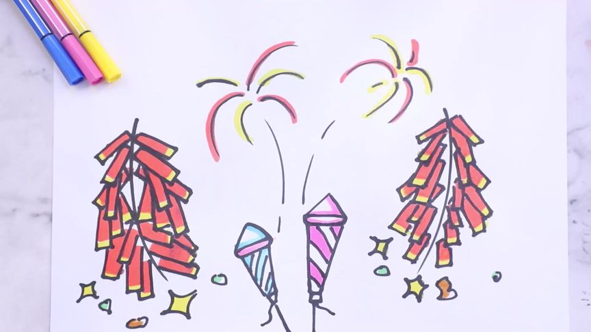 烟花爆竹怎样画简单