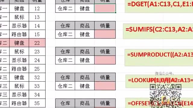 SUMIFS、SUMPRODUCT、LOOKUP等多条件查询