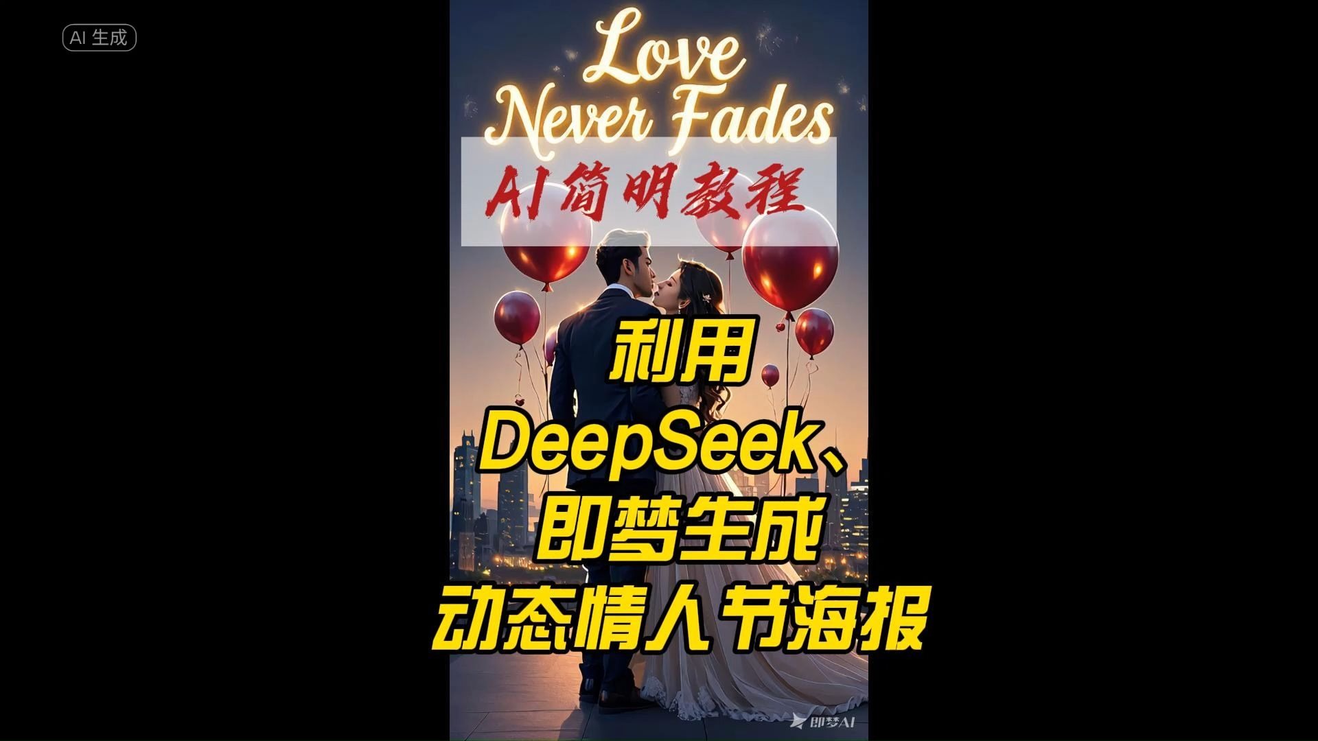 利用DeepSeek、即梦生成动态情人节海报