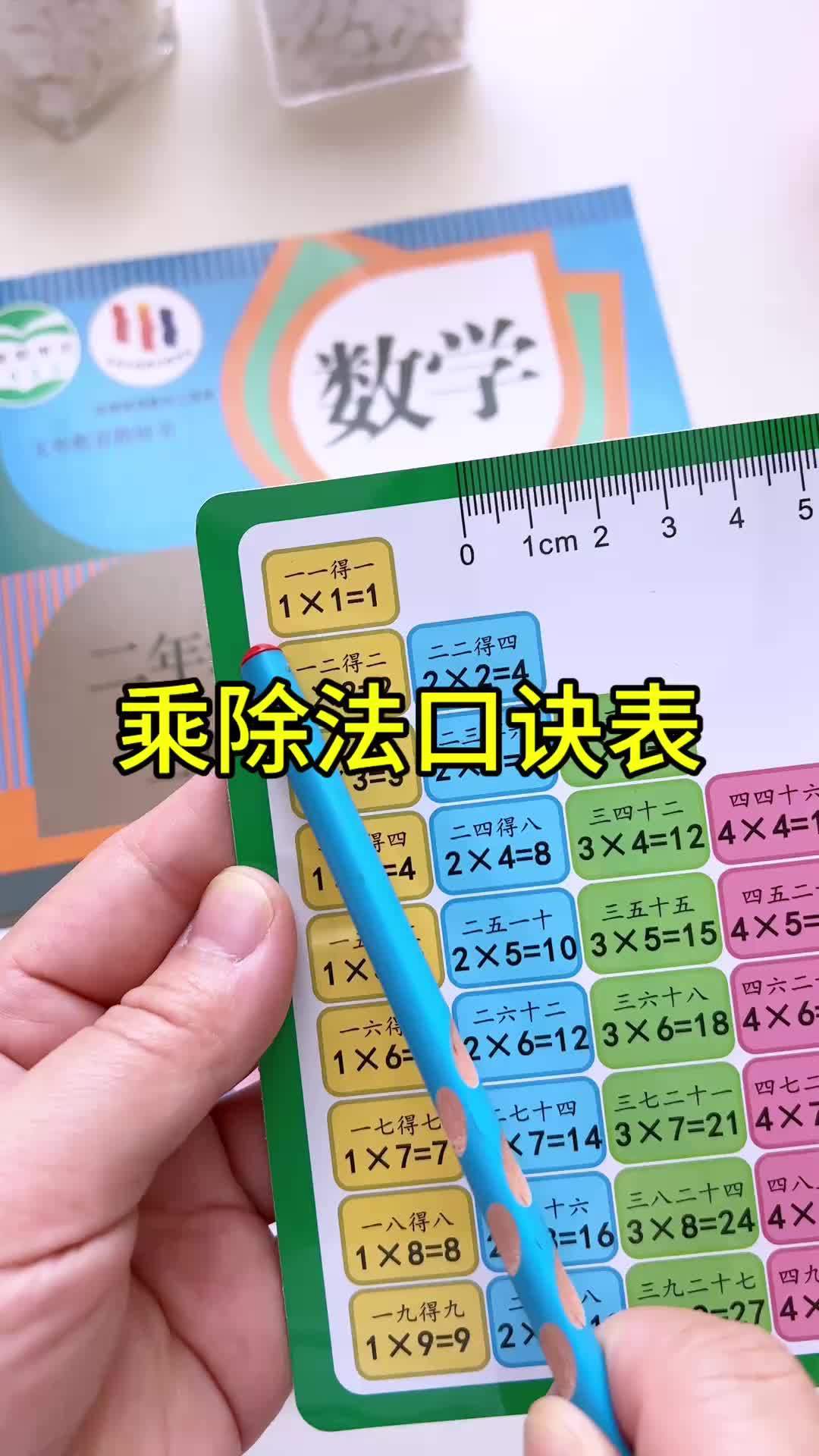 一升二的小朋友可以准备一套九九乘法表。