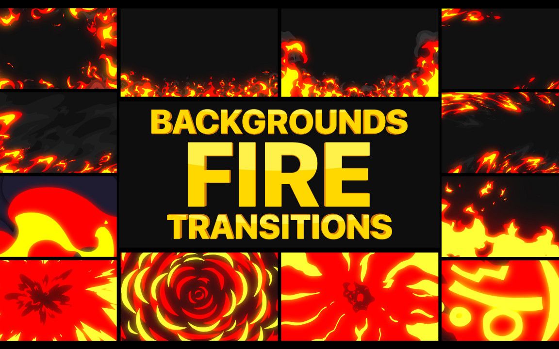 FCPX插件-12组二维动漫卡通火焰燃烧MG动画背景转场