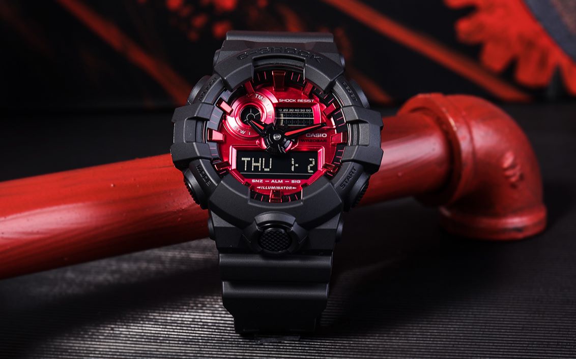 卡西欧血屏手表 GA-700AR-1A