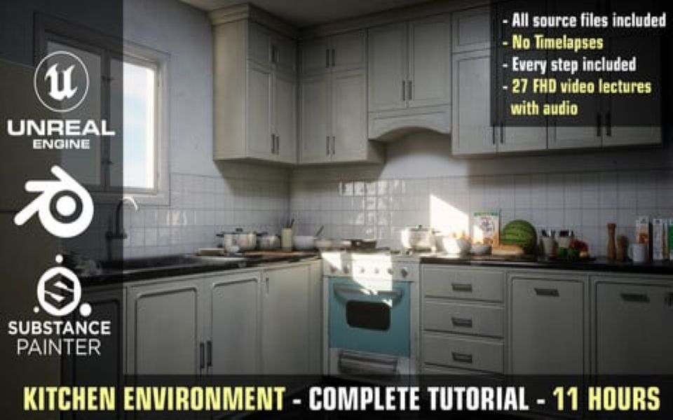 【Blender UE5】Anik《在 Blender 和 UE5 中创建厨房环境》(中英双字)