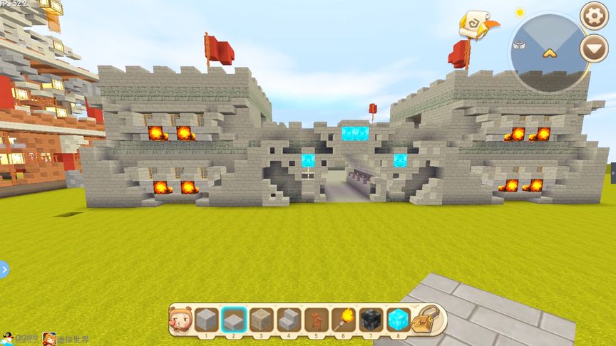 阿菜游戏迷你世界建筑教学 生存守卫城堡第三期城门炫酷图案