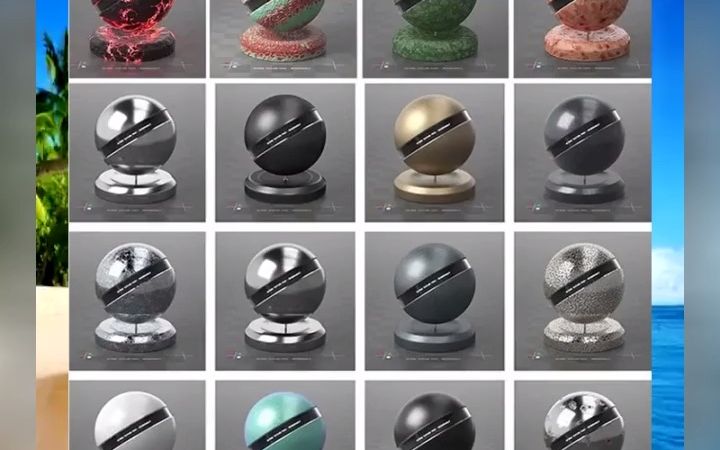 OC渲染车漆金属玻璃塑料铁锈矿物纹理贴图3Sss材质球C4D预设