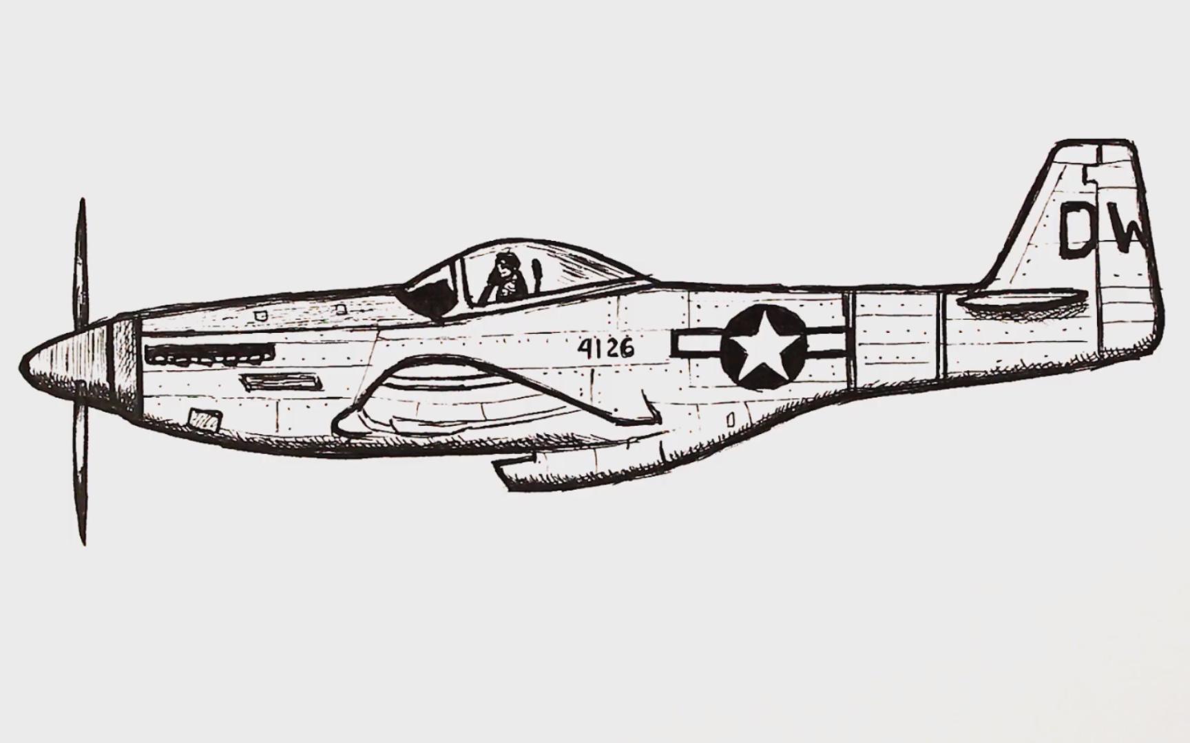 如何画一架P-51野马战斗机?
